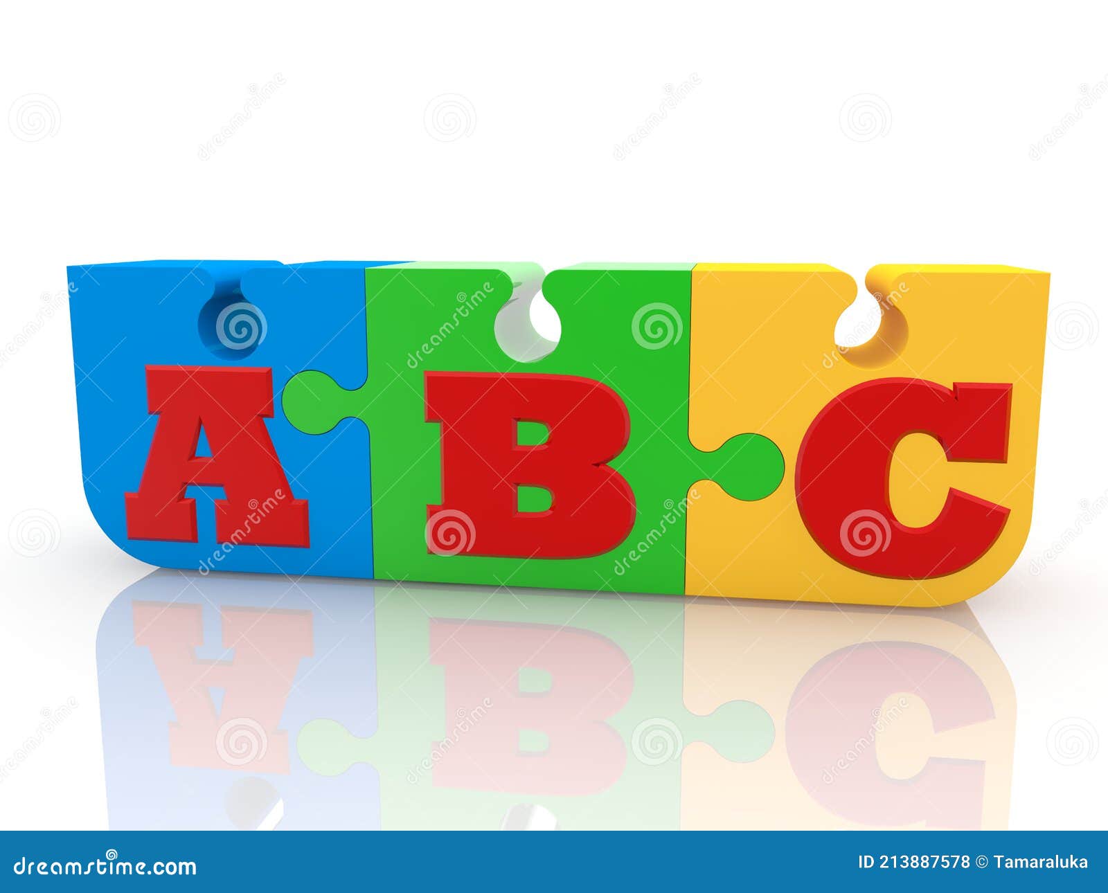 ABC Concept on Colored Puzzle Pieces Stock Illustration - Illustration ...