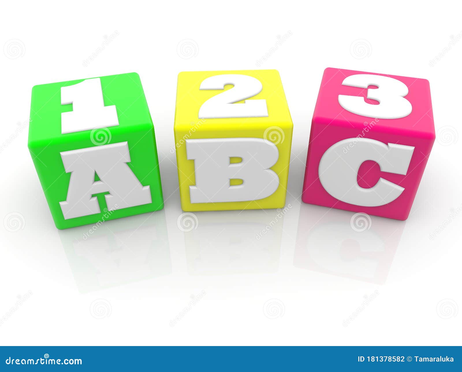 ABC and 123 Concept on Different Colored Toy Blocks Stock Illustration ...