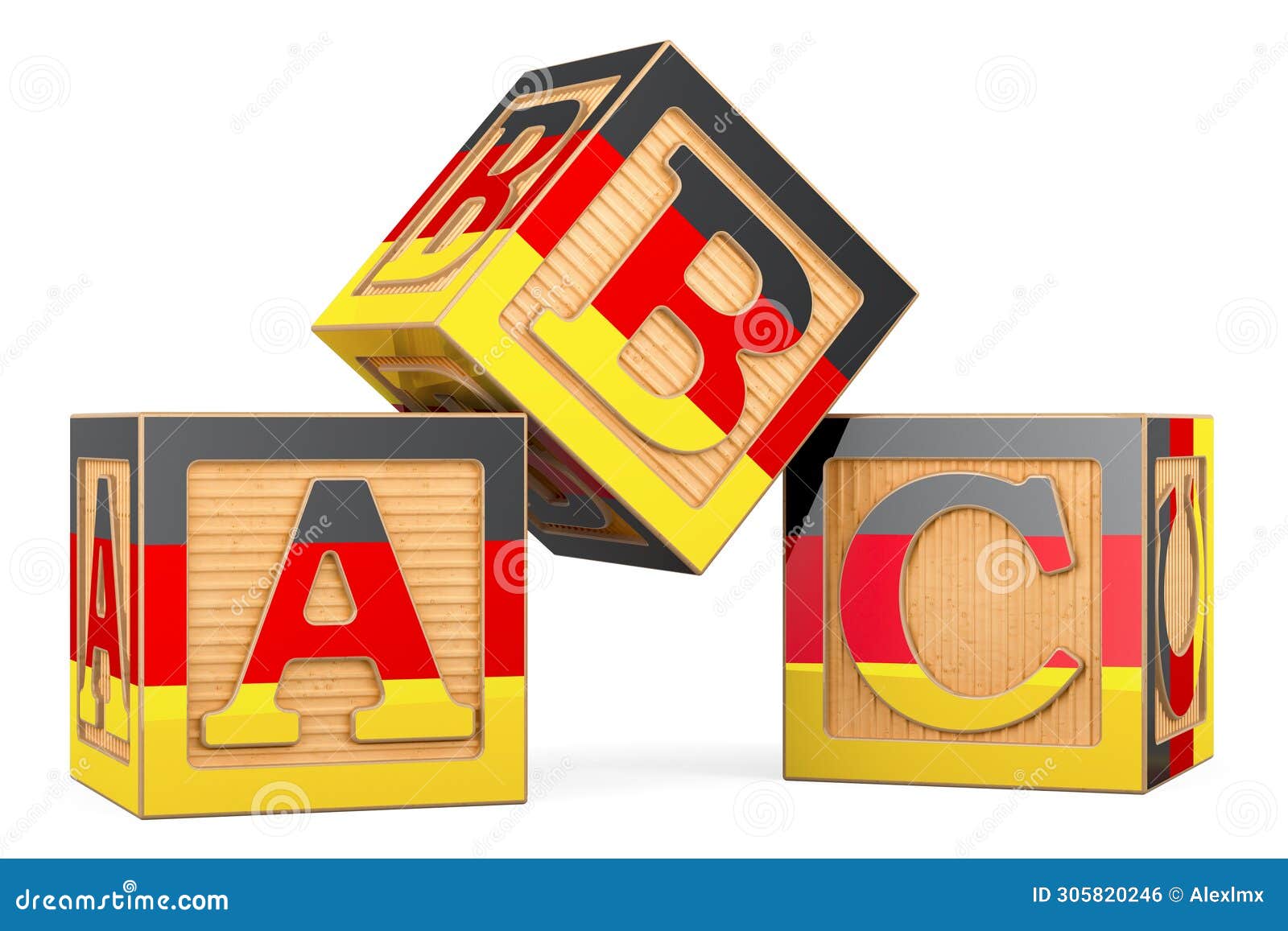 ABC Cubes with the German Flag. 3D Rendering Stock Illustration ...