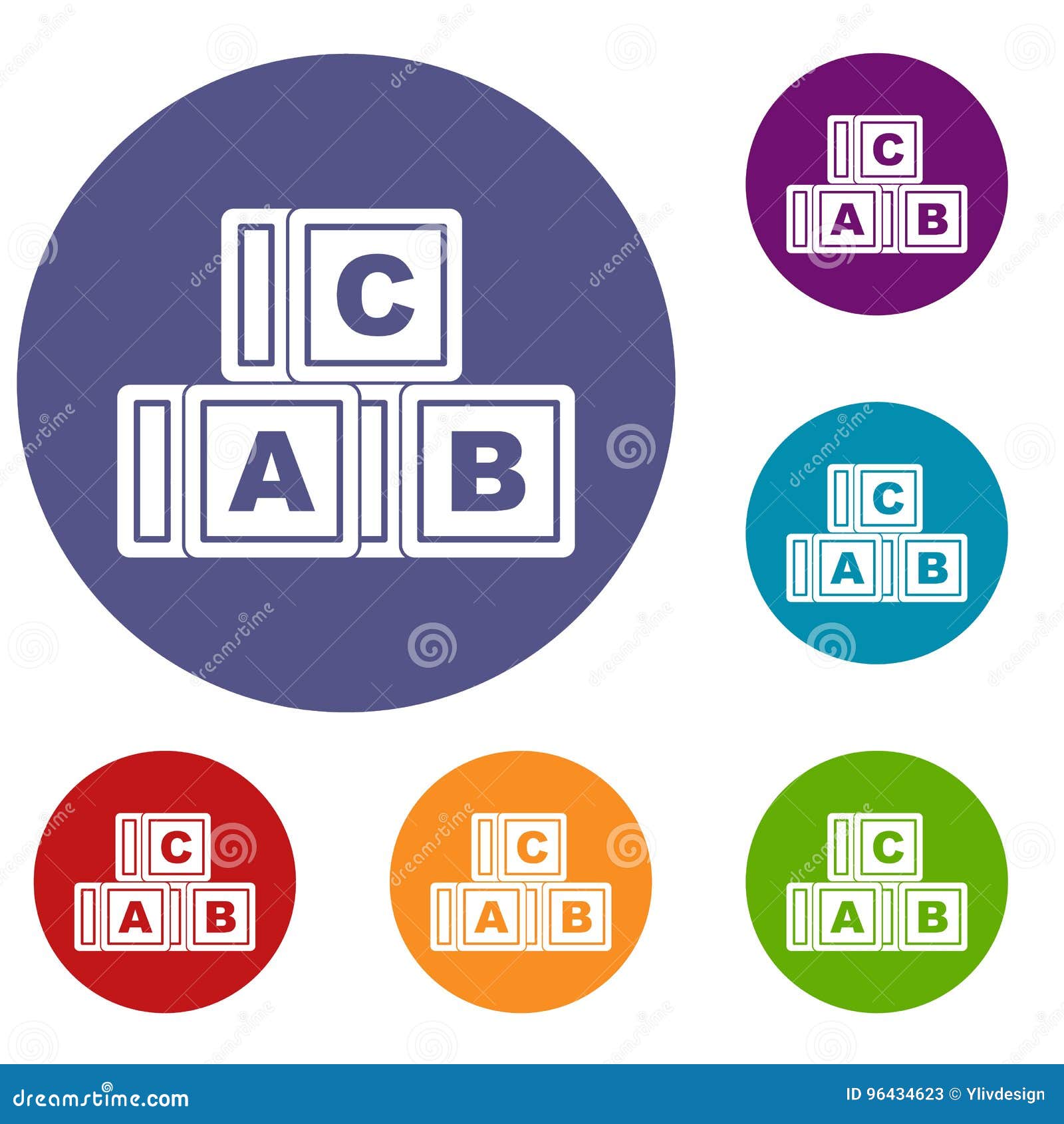 ABC cubes icons set stock vector. Illustration of elementary - 96434623