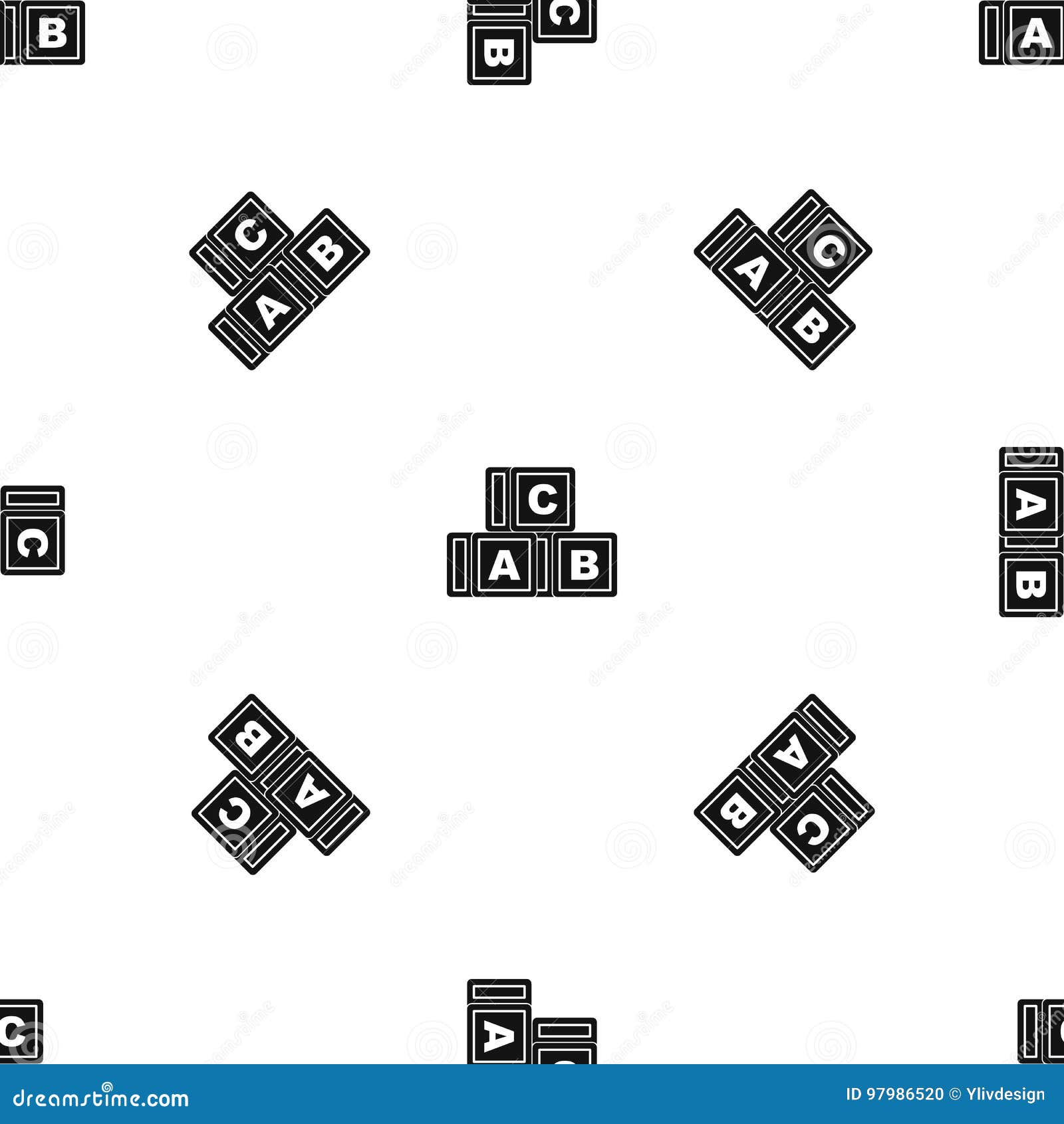 ABC Cubes Pattern Seamless Black Stock Vector - Illustration of ...