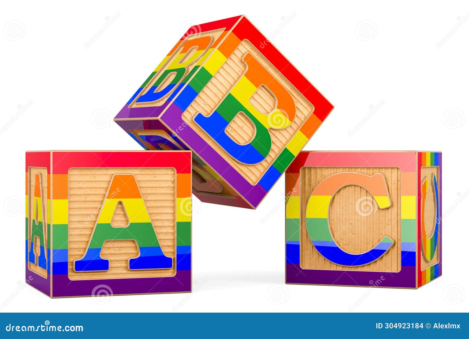 ABC Cubes with Rainbow Colors. 3D Rendering Stock Illustration ...
