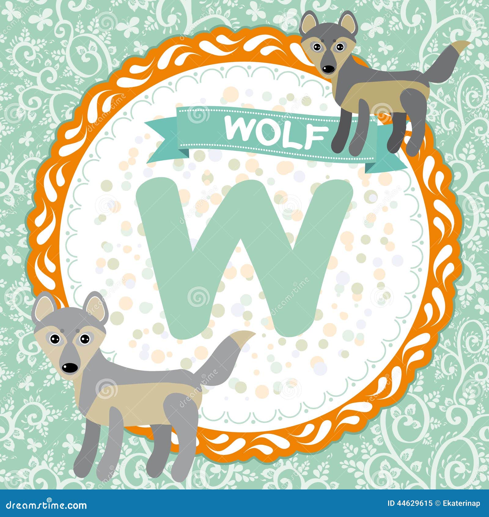 ABC-de Dieren W is Wolf Het Engelse Alfabet Van Kinderen Vector Vector ...