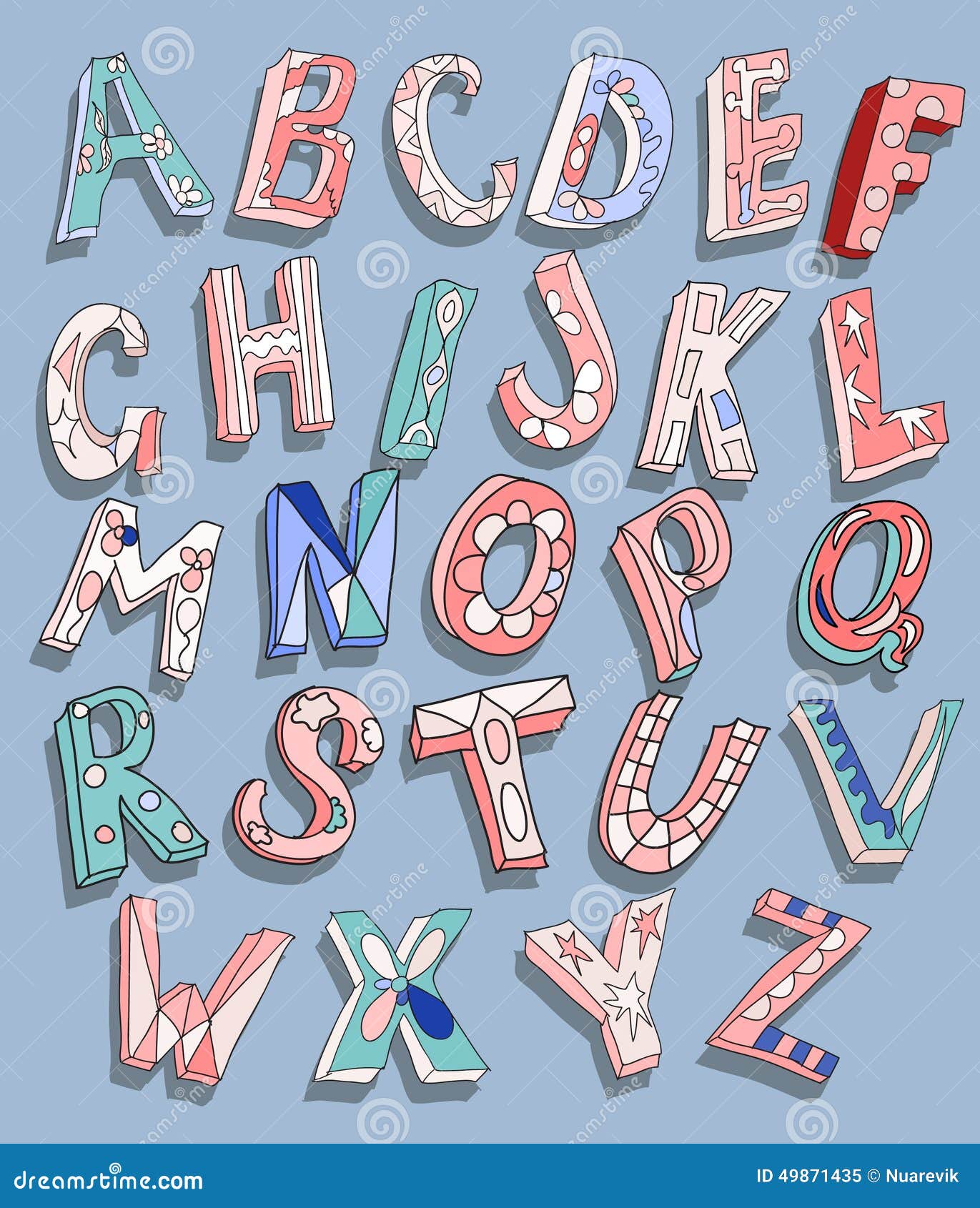 ABC doodles type stock illustration. Illustration of alphabet - 49871435