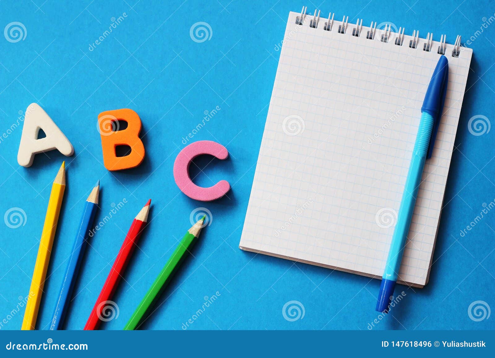ABC-the First Letters of the English Alphabet on a Blue Background ...