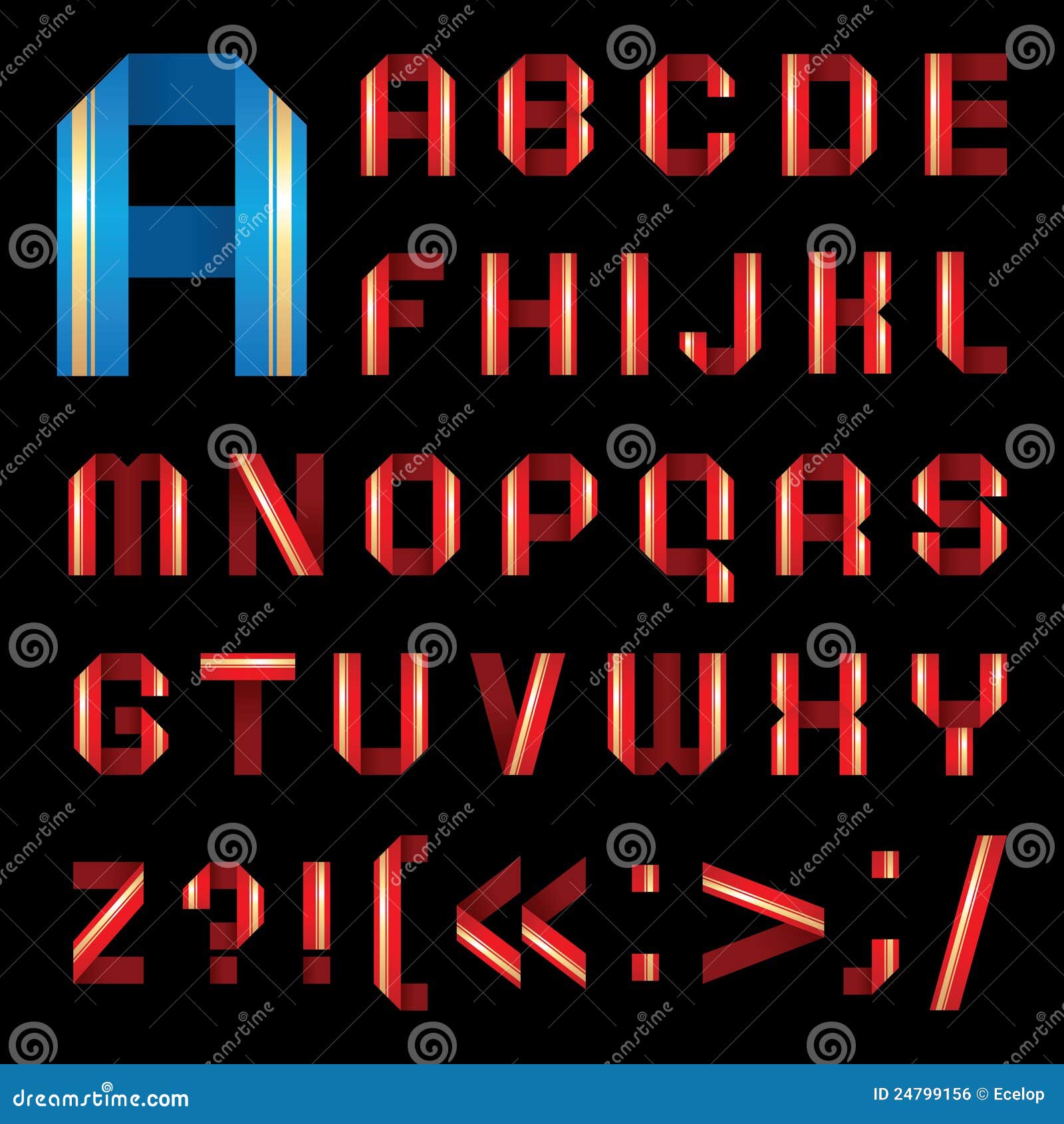 ABC Font from Coloured Paper Ribbon - Set Letters Stock Vector ...