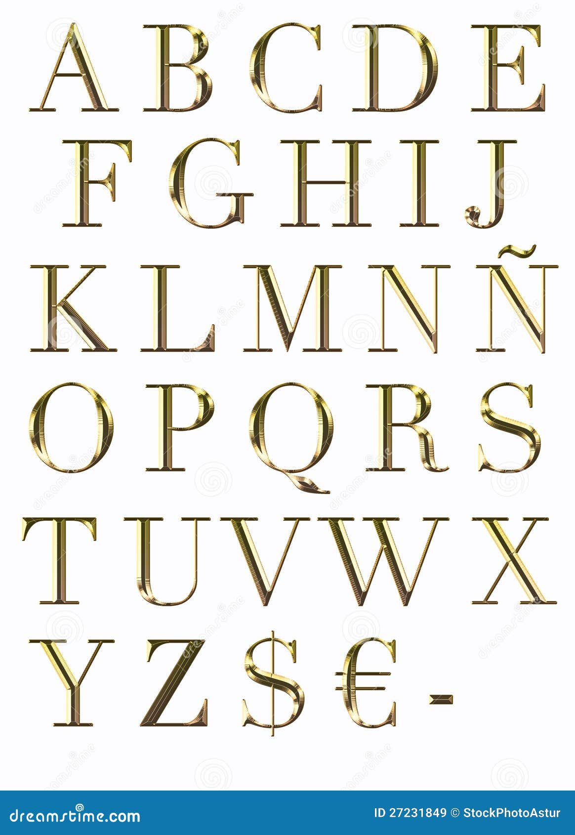 Abc in gold. stock illustration. Illustration of carat - 27231849