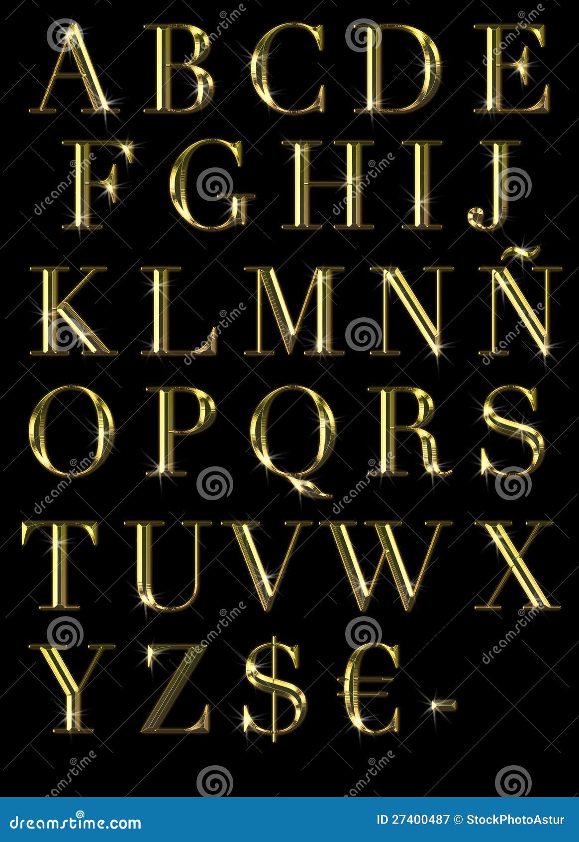 Abc in gold. stock illustration. Illustration of business - 27400487