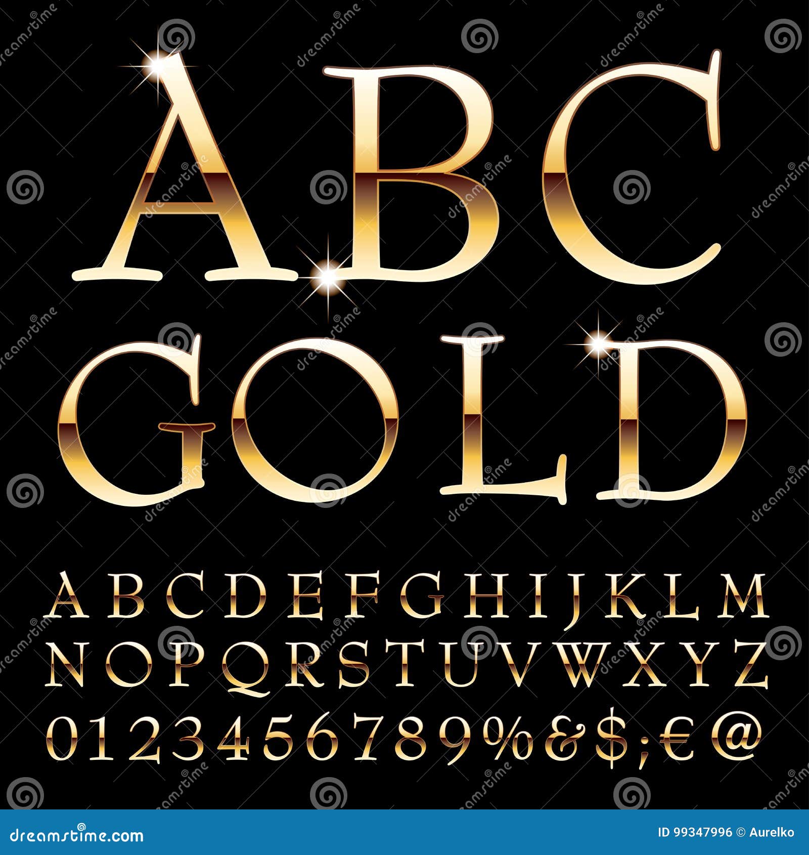 Abc gold letters stock vector. Illustration of element - 99347996