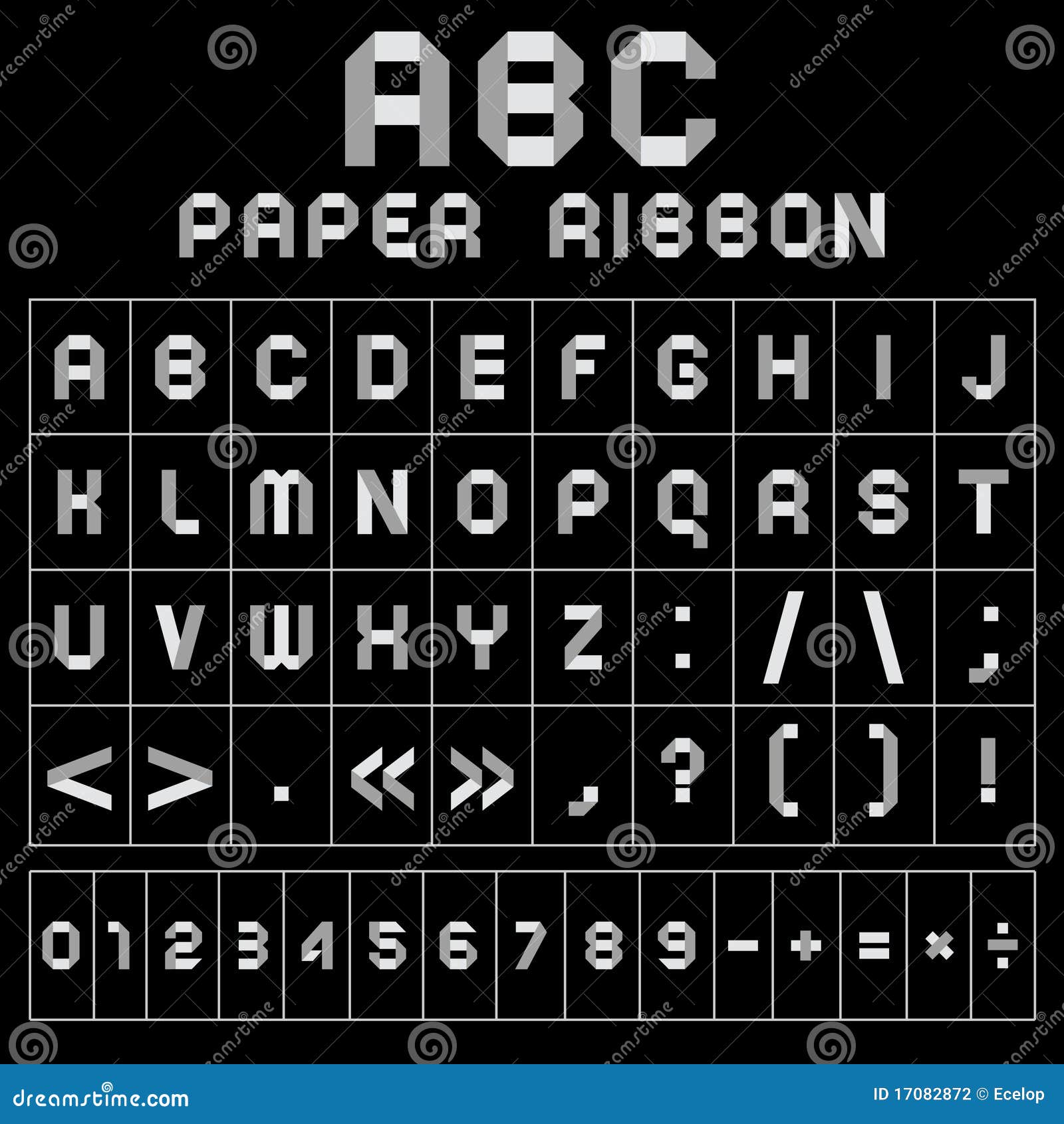 ABC Gray Font from Paper Tape Stock Vector - Illustration of symbol ...