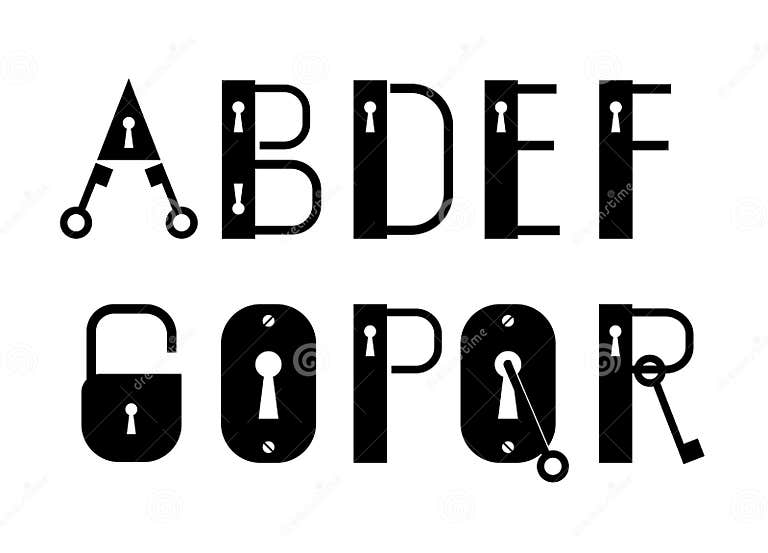 ABC Key and Lock Logotypes or Decorative Font Stock Vector ...