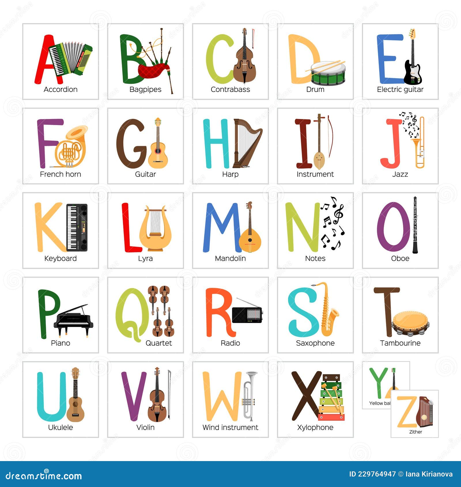 Abc for Kids with Cool Musical Instruments Stock Vector - Illustration ...