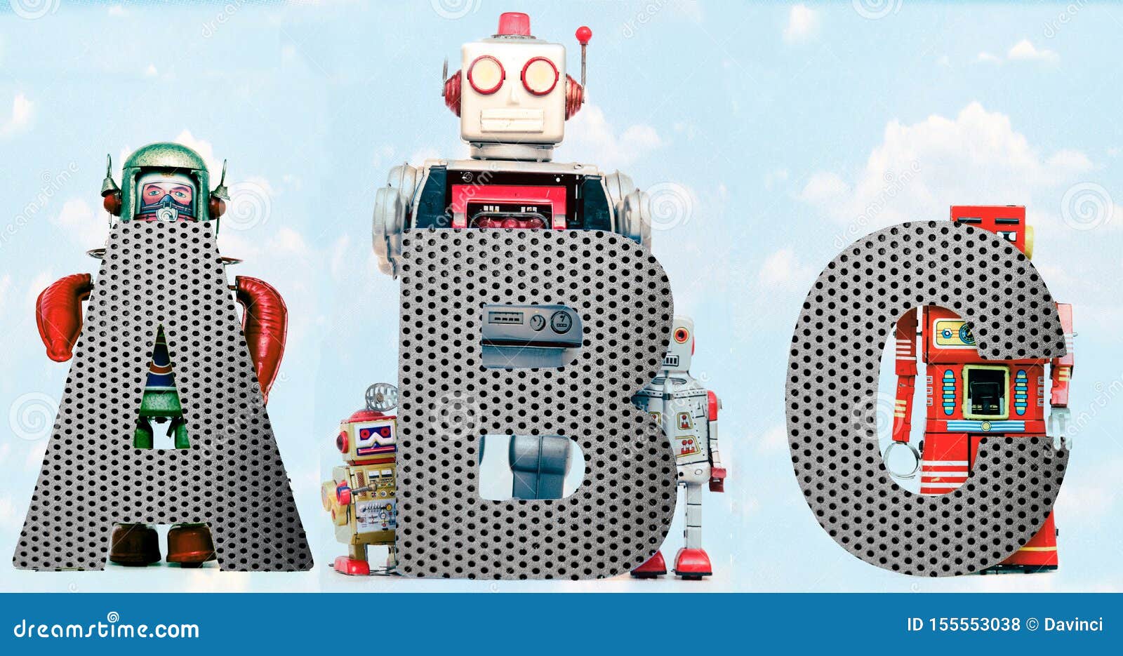 ABC Kindergarten Robot Letters with Sky Stock Photo - Image of sign ...