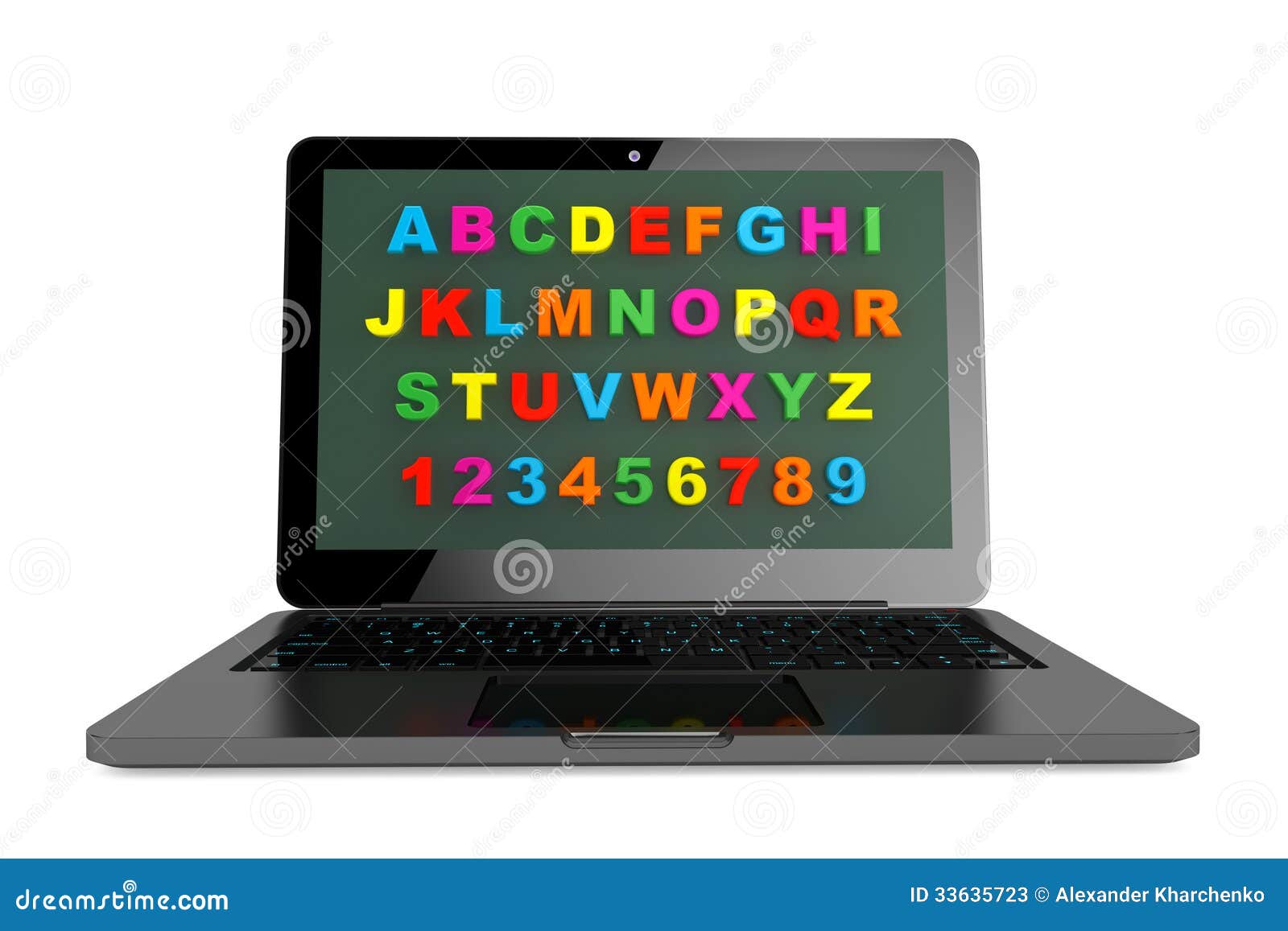 ABC Learn Computer Concept. Modern Laptop with Alphabet Stock ...