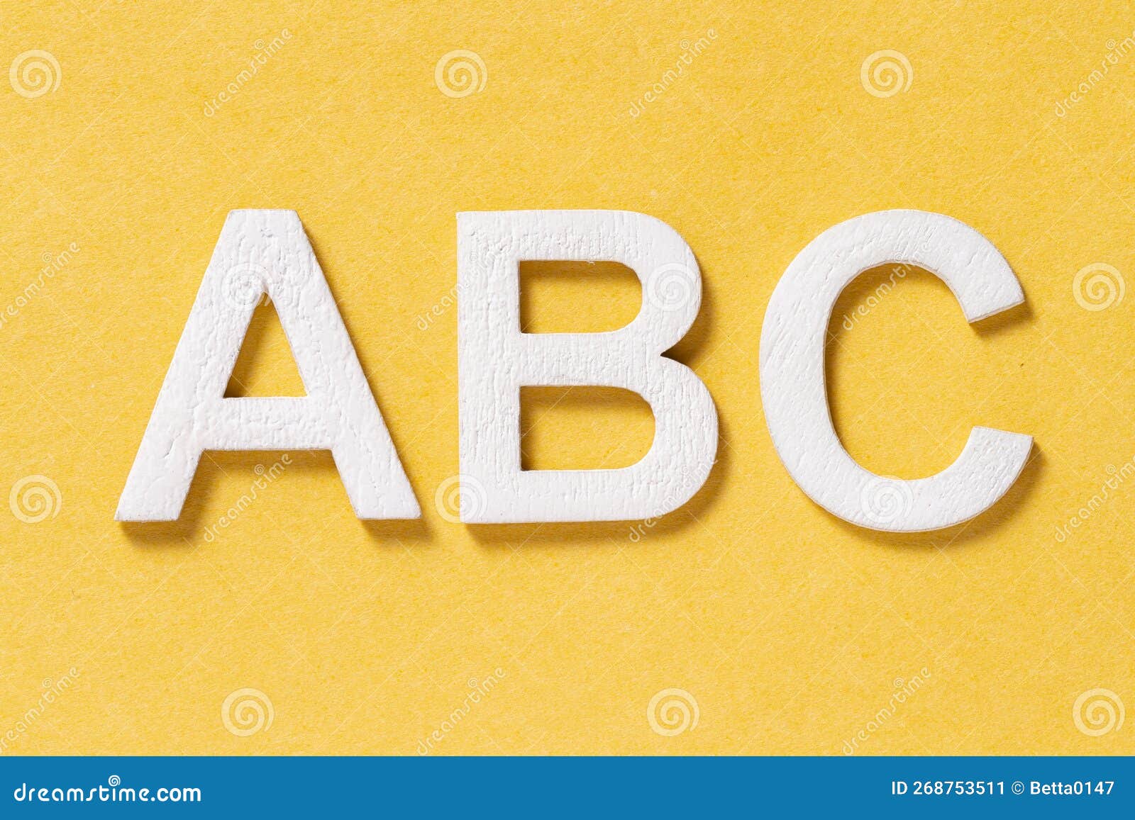 ABC Letters of the Alphabet, Isolated on Yellow Background Stock Image ...