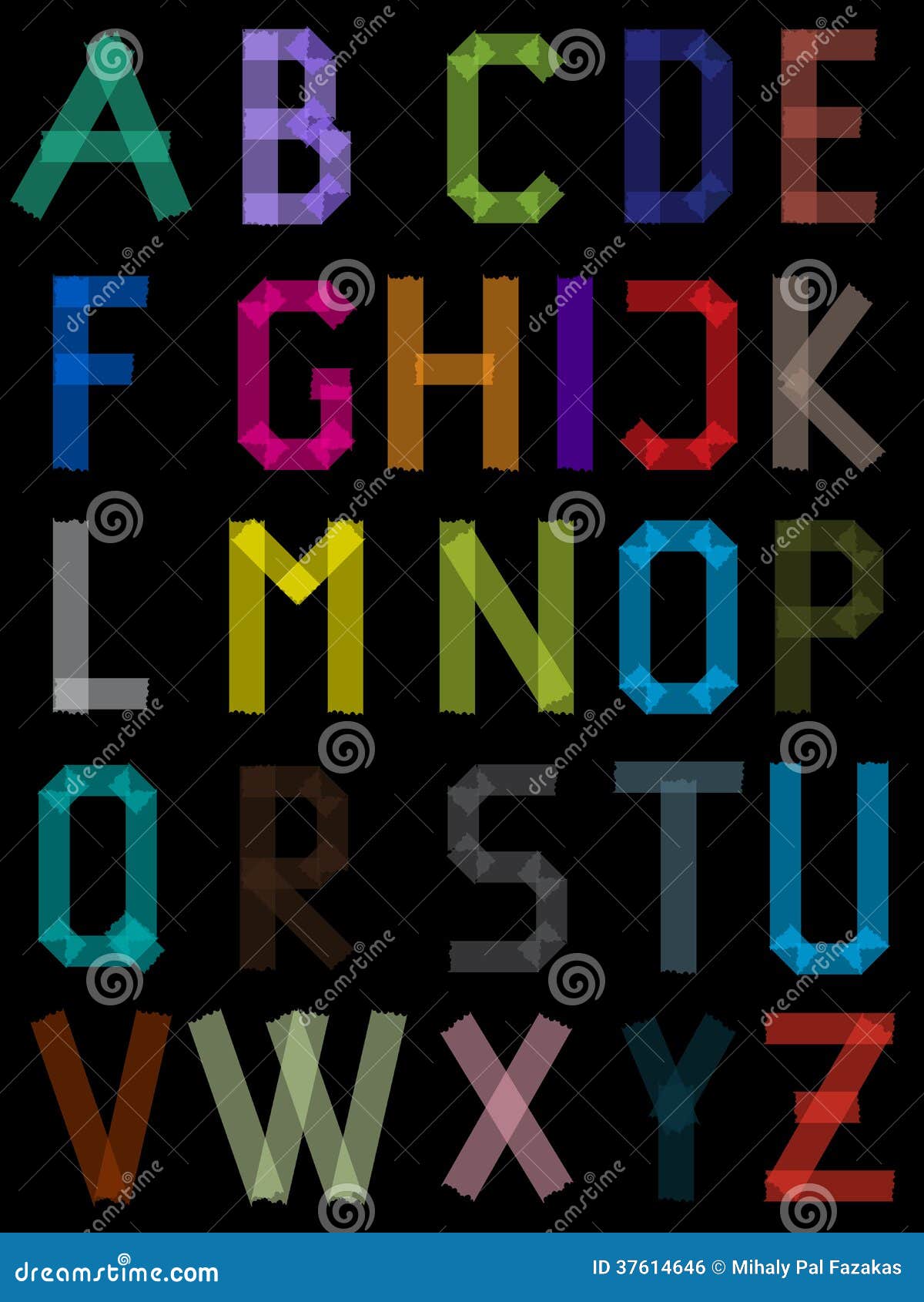 Abc Made from Color Sticky Tapes Stock Vector - Illustration of ...