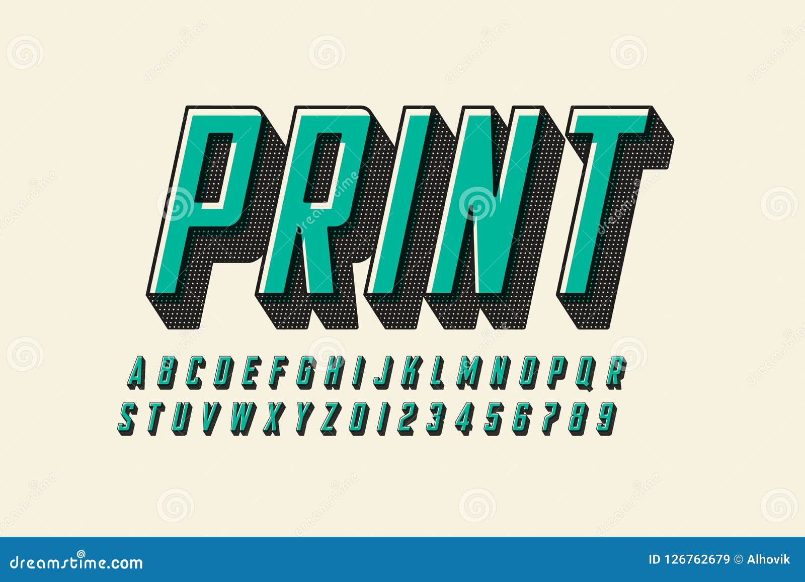 Offset Print Style Modern Font Design Stock Vector - Illustration of ...