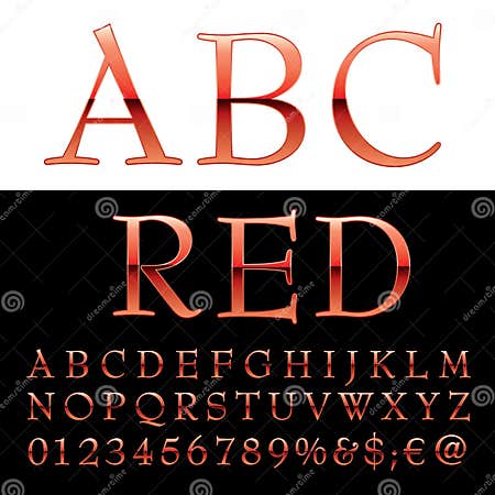 Abc red letters stock vector. Illustration of metallic - 99359322