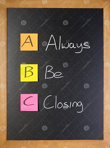 ABC Sales Training, always Be Closing Stock Photo - Image of writing ...