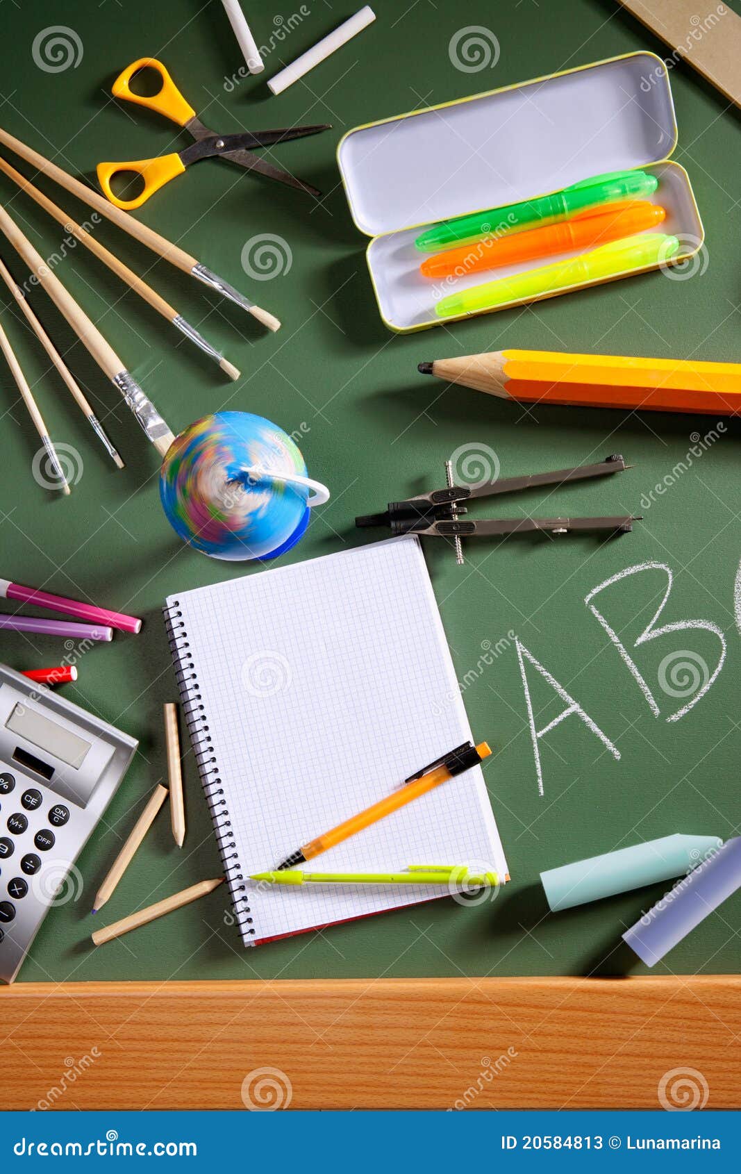 ABC School Blackboard Green Board Back To School Stock Image - Image of ...