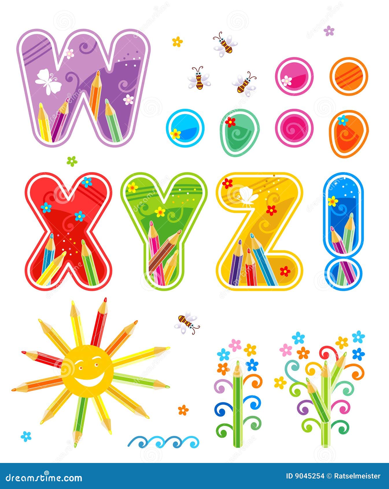 Abc set letters W - Z plus stock vector. Illustration of background ...