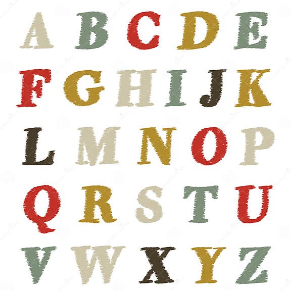 Abc Set Scribble Style. Retro Hand Drawn Alphabet Set Stock Vector ...