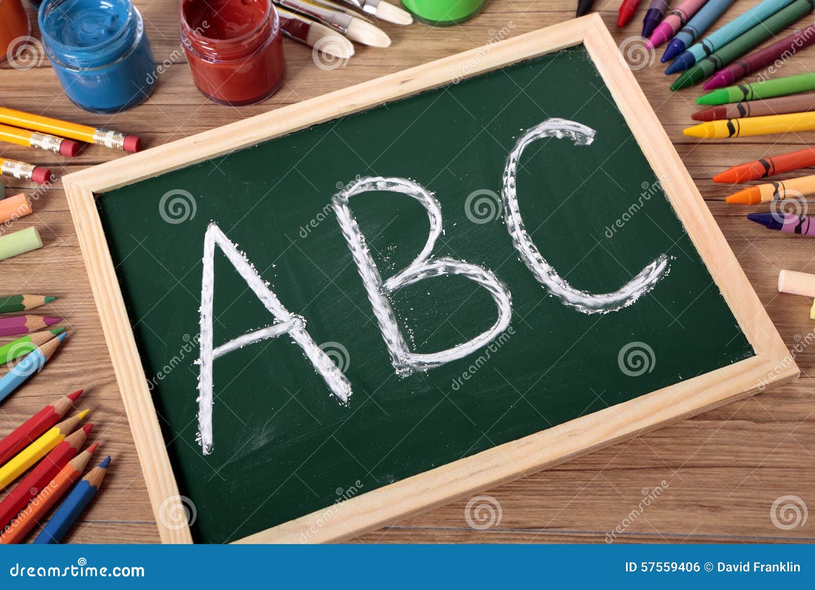 ABC Simple Alphabet Written on a Blackboard, Reading Writing Concept ...