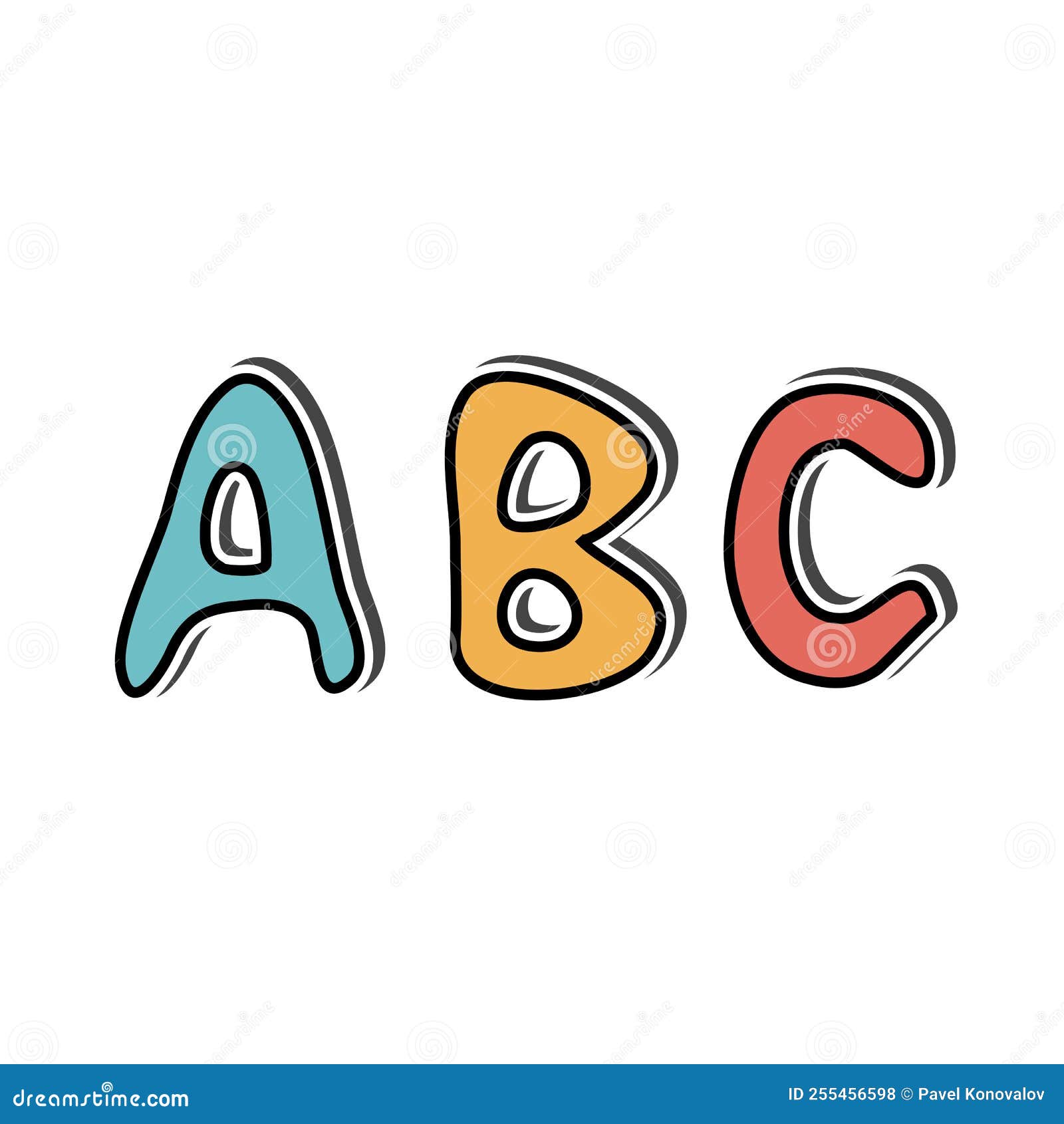ABC Sticker stock vector. Illustration of drawn, design - 255456598