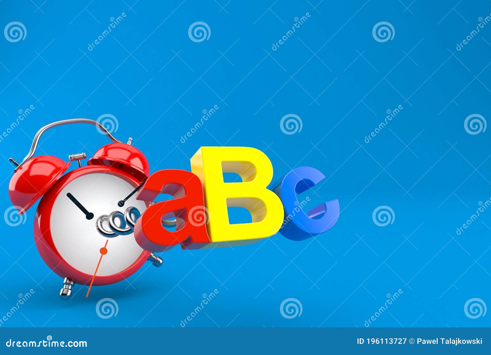 ABC text with alarm clock stock illustration. Illustration of educate ...