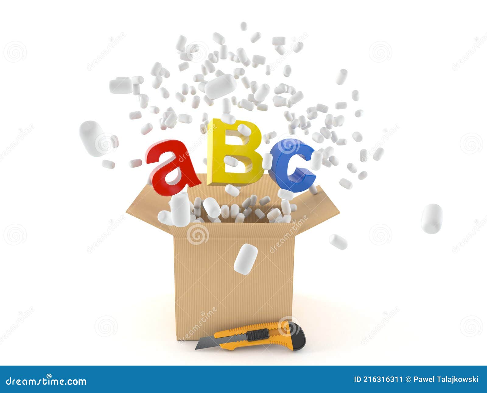 ABC Text with Cardboard Box Stock Illustration - Illustration of order ...