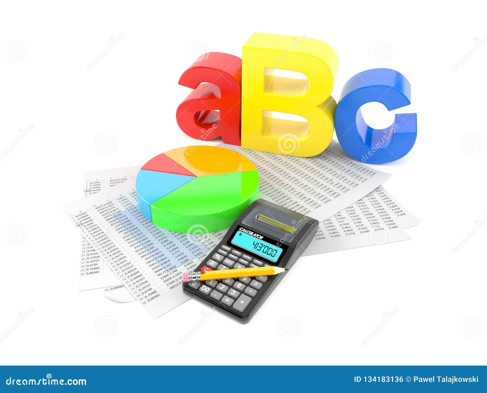 ABC Text with Documents and Calculator Stock Illustration ...