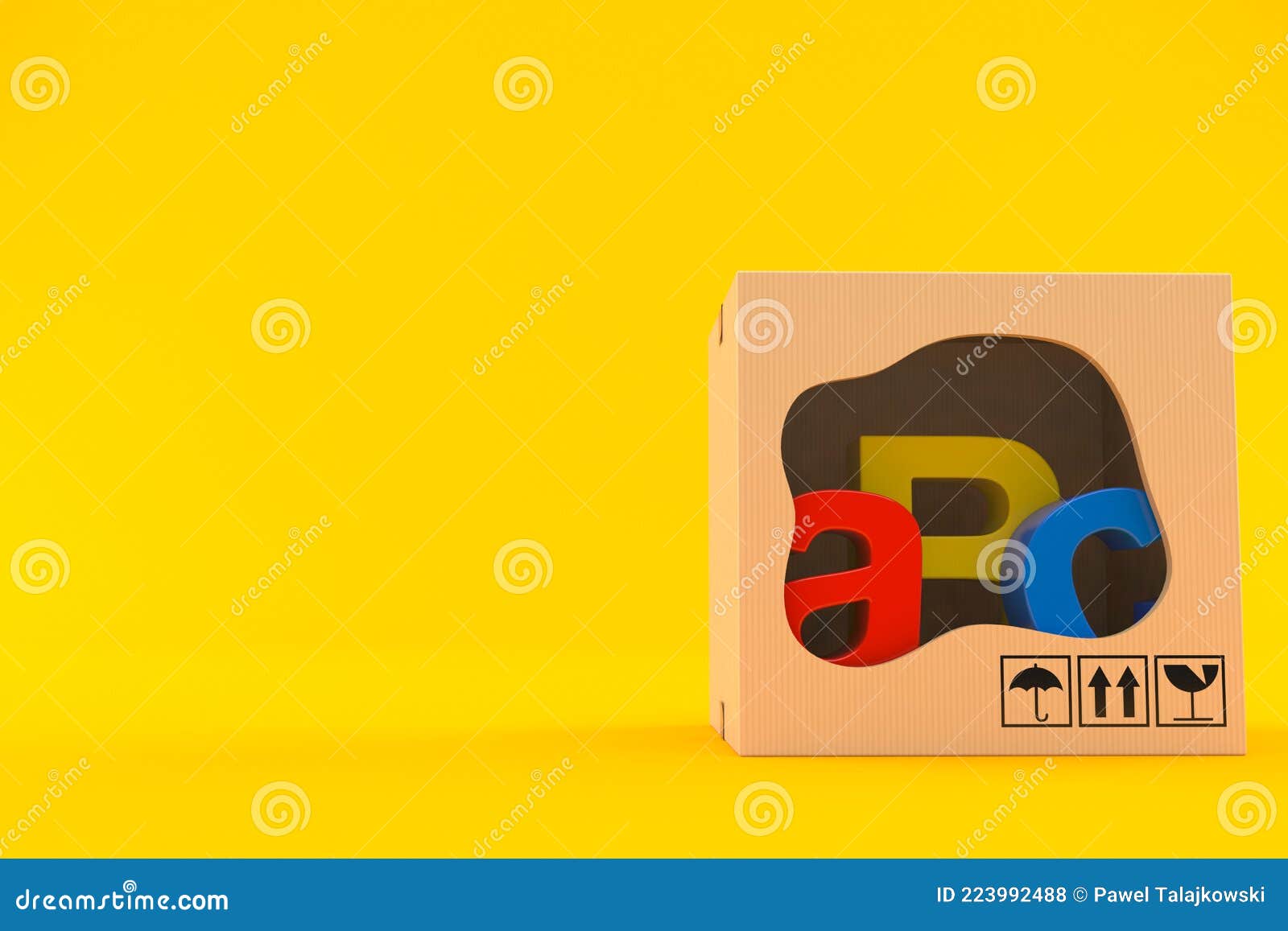 ABC text inside package stock illustration. Illustration of container ...