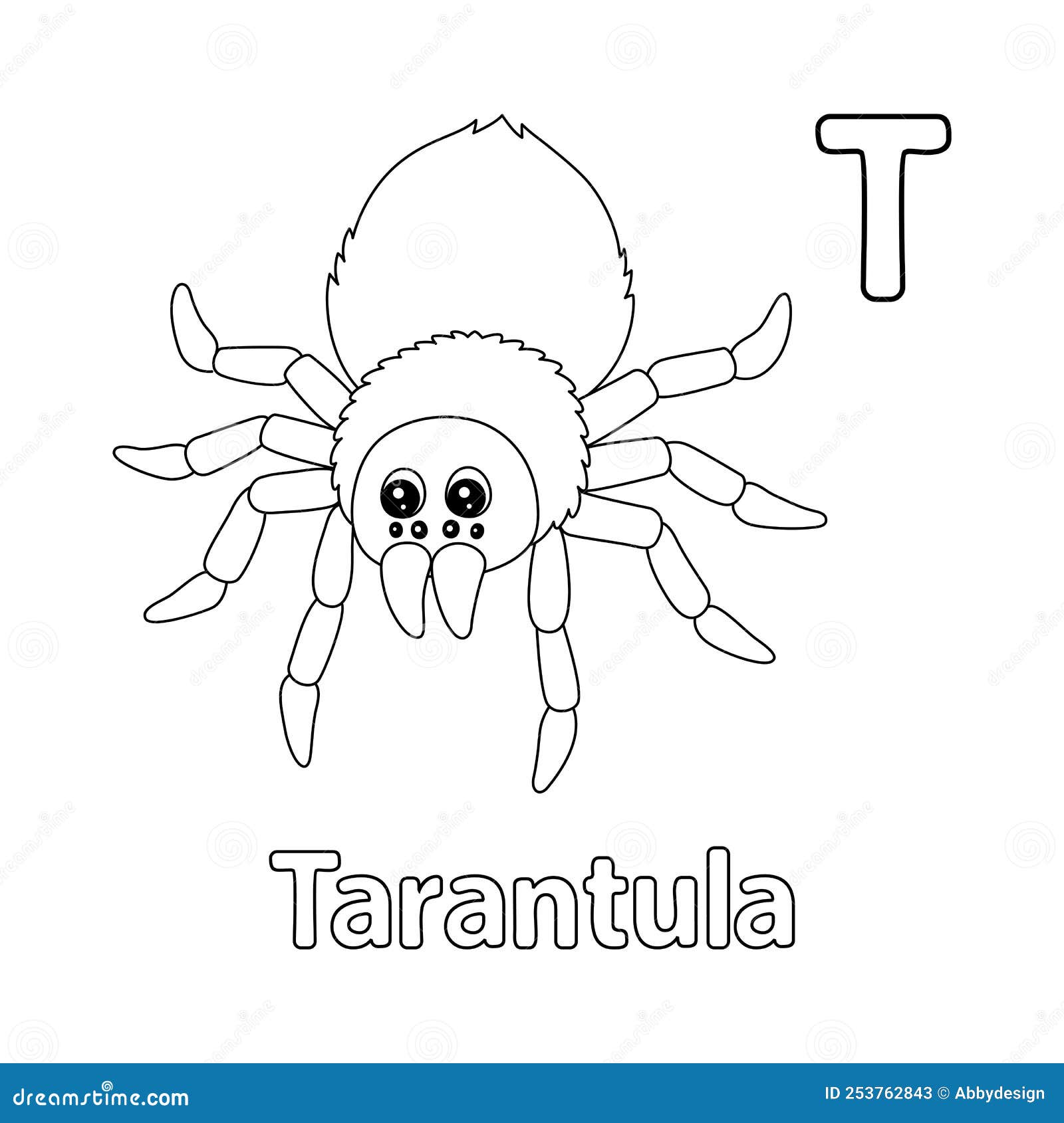 Tarantula Alphabet ABC Coloring Page T Stock Vector - Illustration of ...
