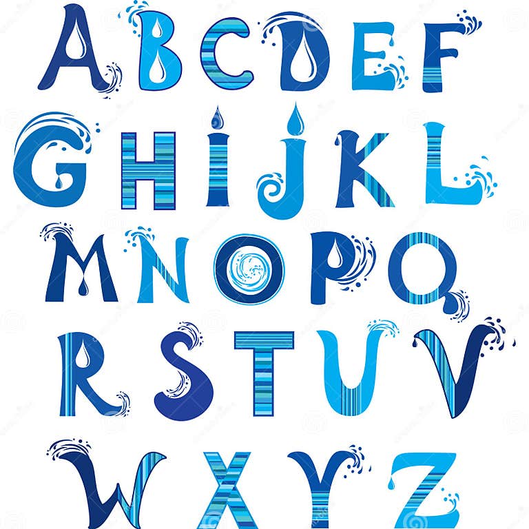 Abc. Water Alphabet. Vector. Stock Vector - Illustration of cute ...