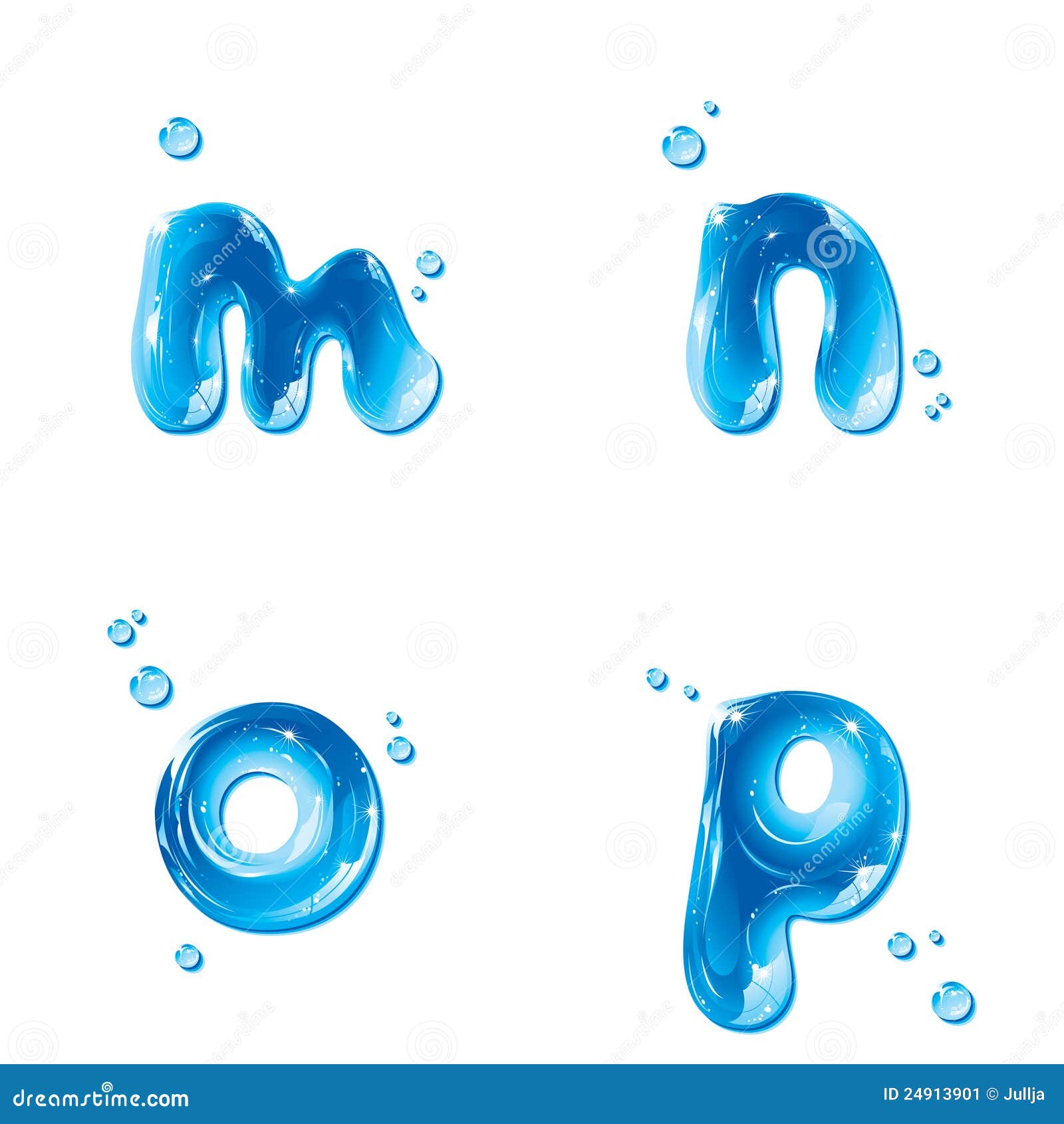 ABC - Water Liquid Set - Small Letter M N O P Cartoon Vector ...