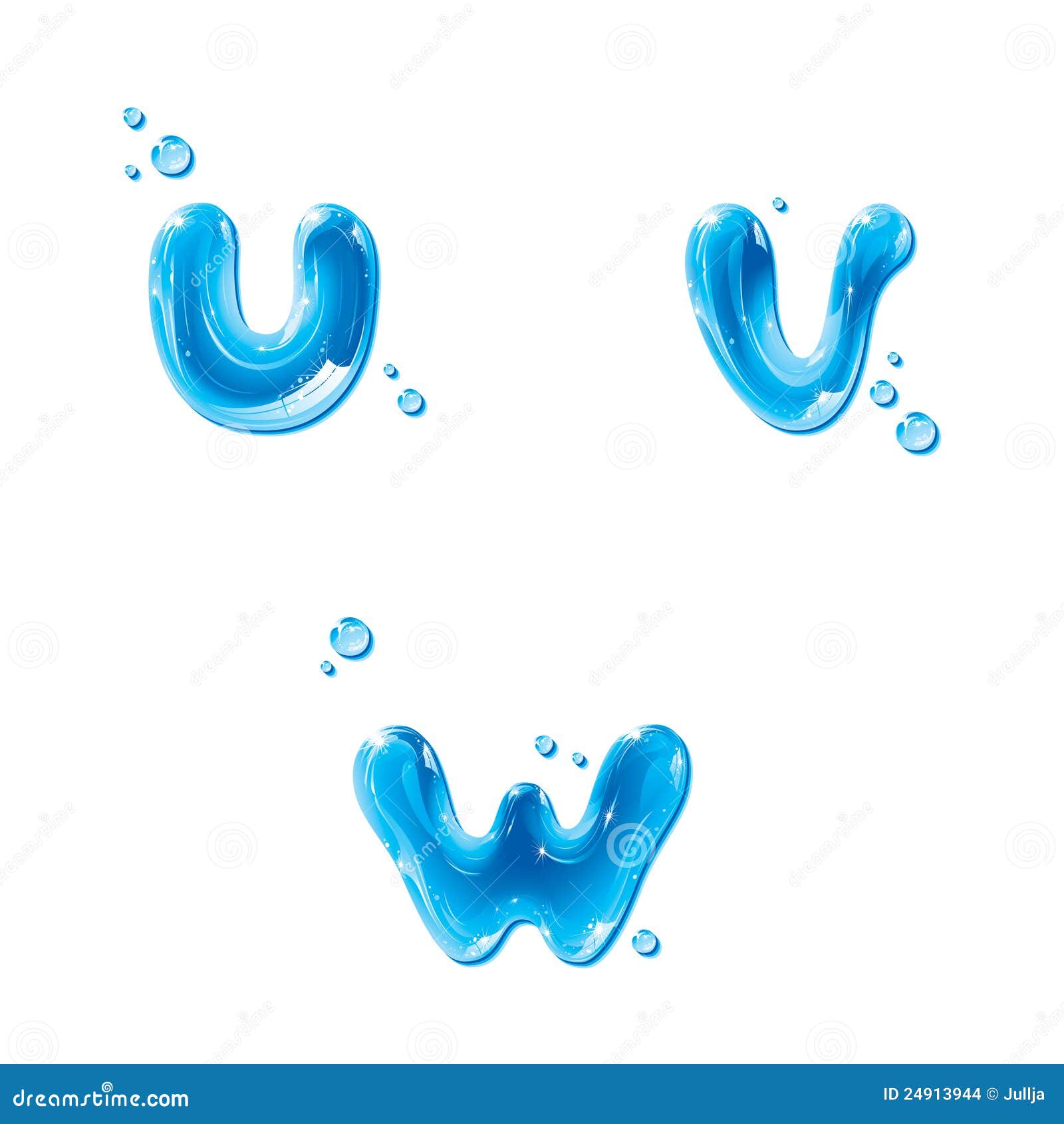 ABC - Water Liquid Set - Small Letter U V W Stock Vector - Illustration ...