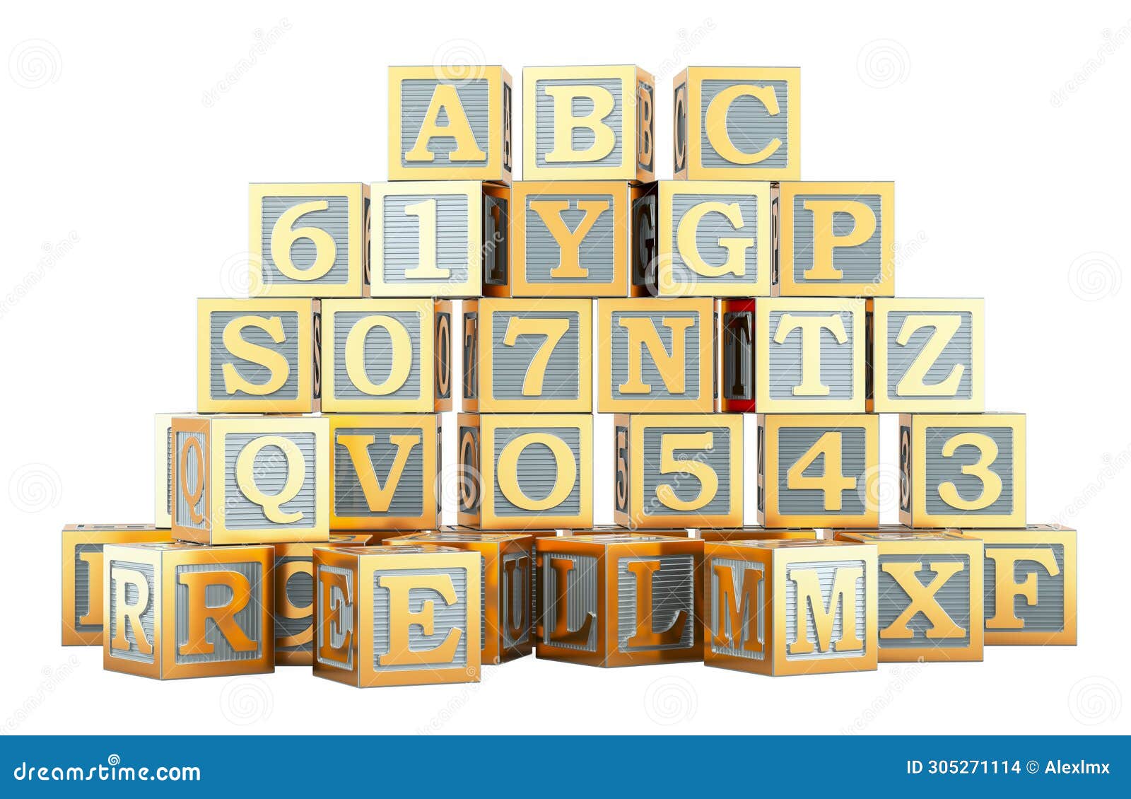 ABC Wooden Blocks- Alphabet Letters and Numbers Learning Block Set. 3D ...