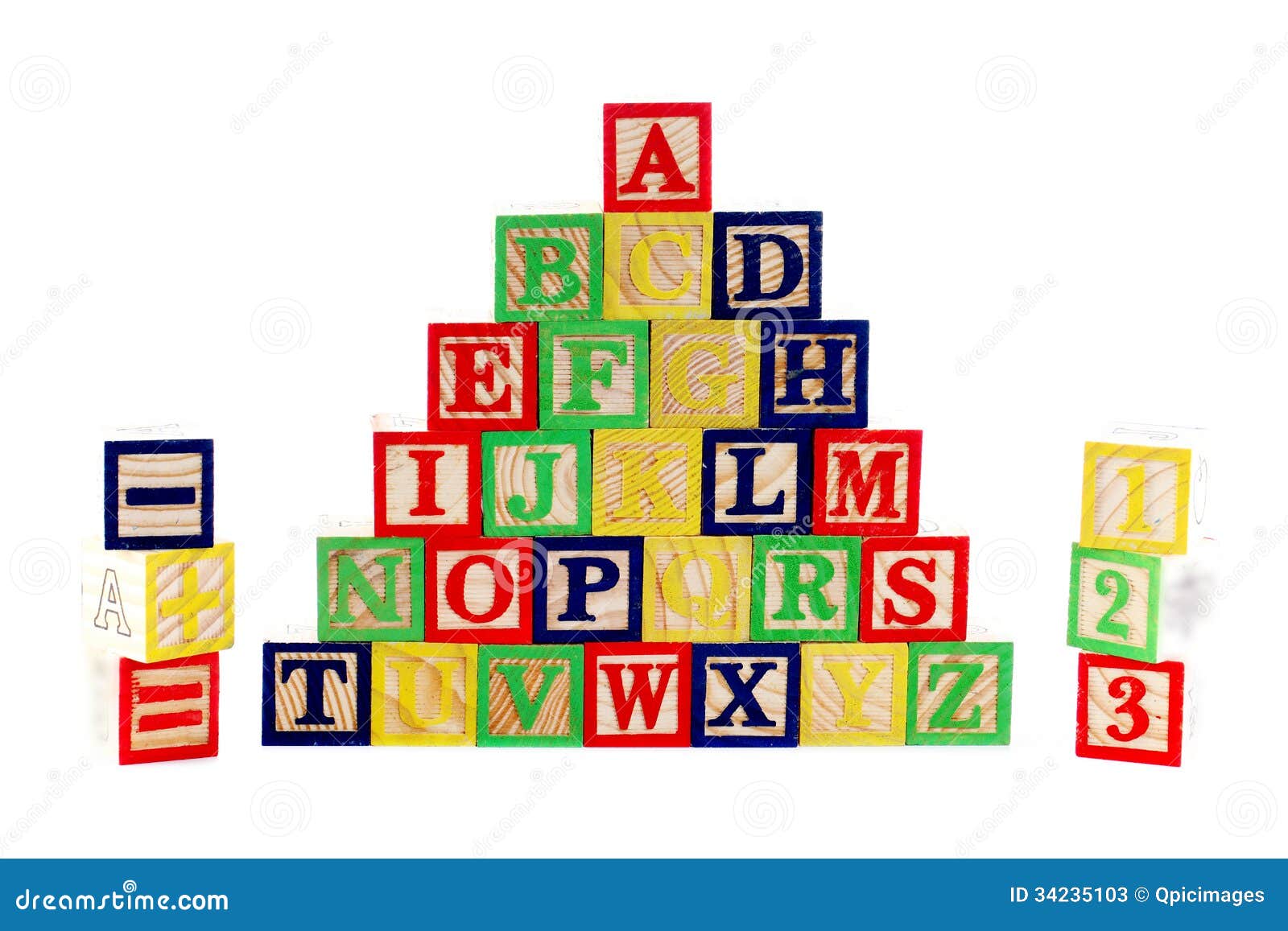 ABC wooden blocks on white stock image. Image of preschool - 34235103