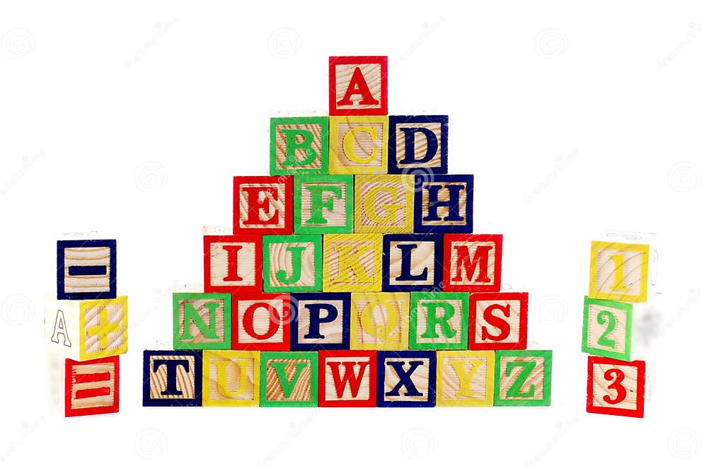 ABC wooden blocks on white stock image. Image of preschool - 34235103