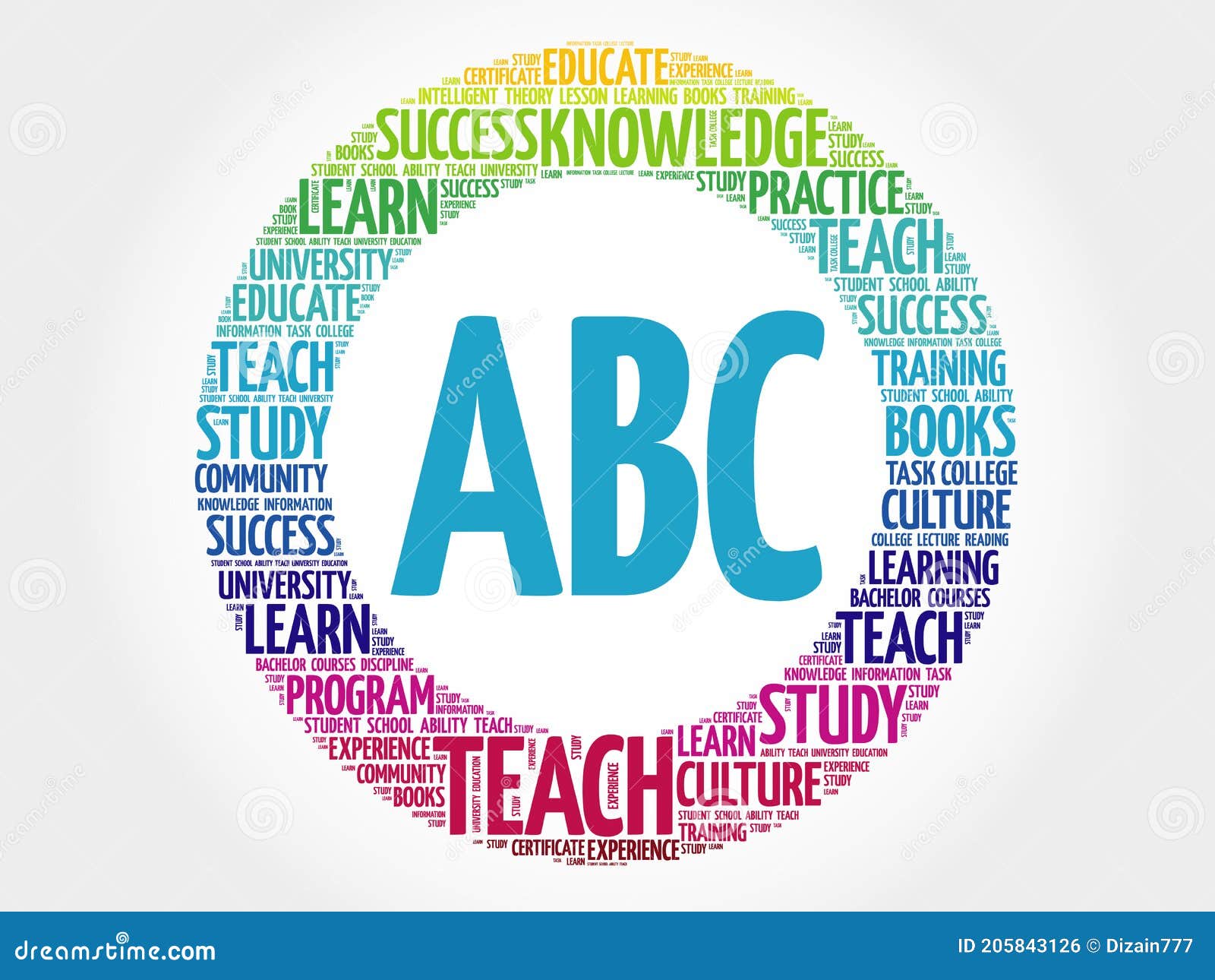 ABC word cloud stock illustration. Illustration of design - 205843126