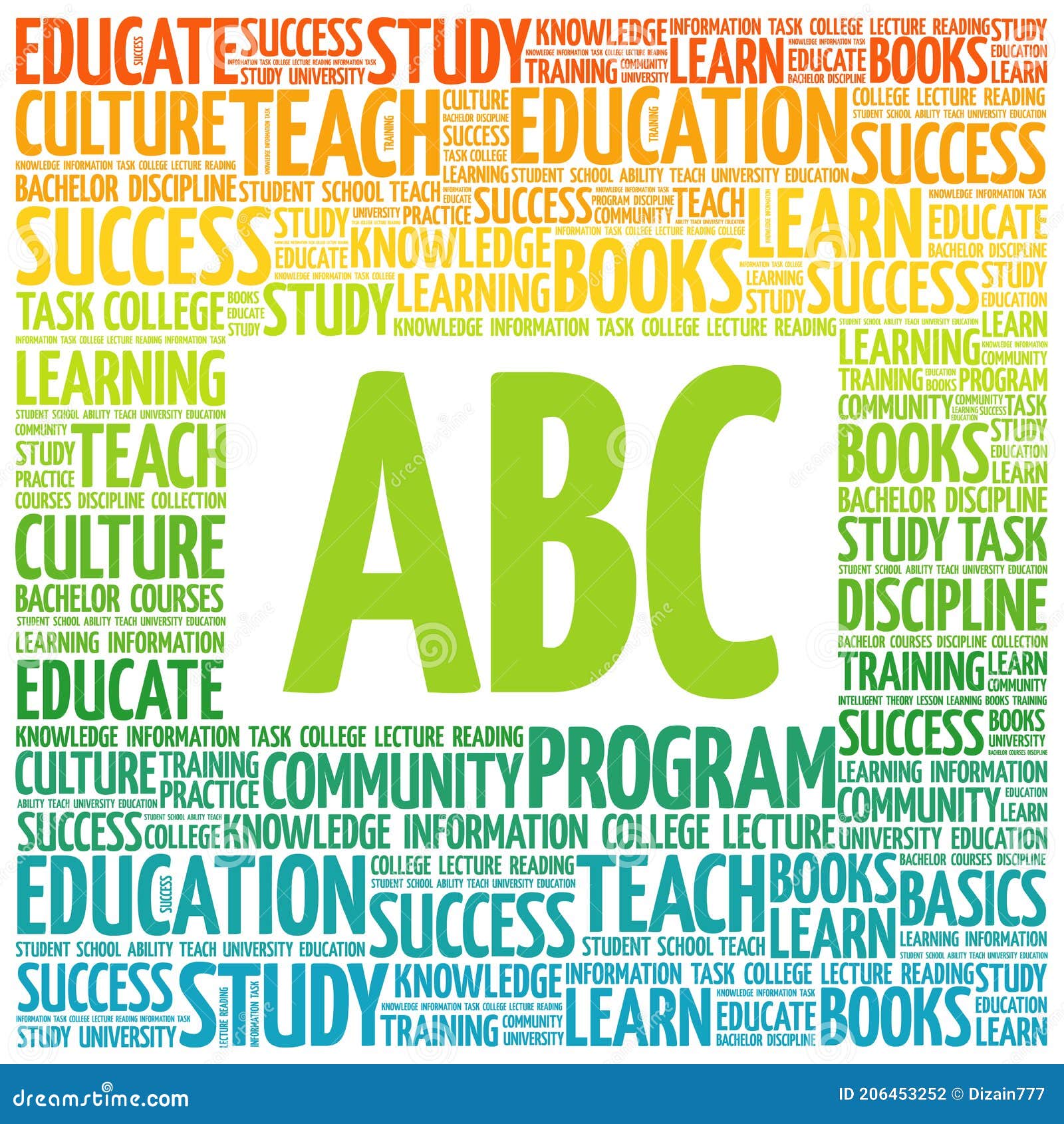 ABC word cloud stock illustration. Illustration of education - 206453252