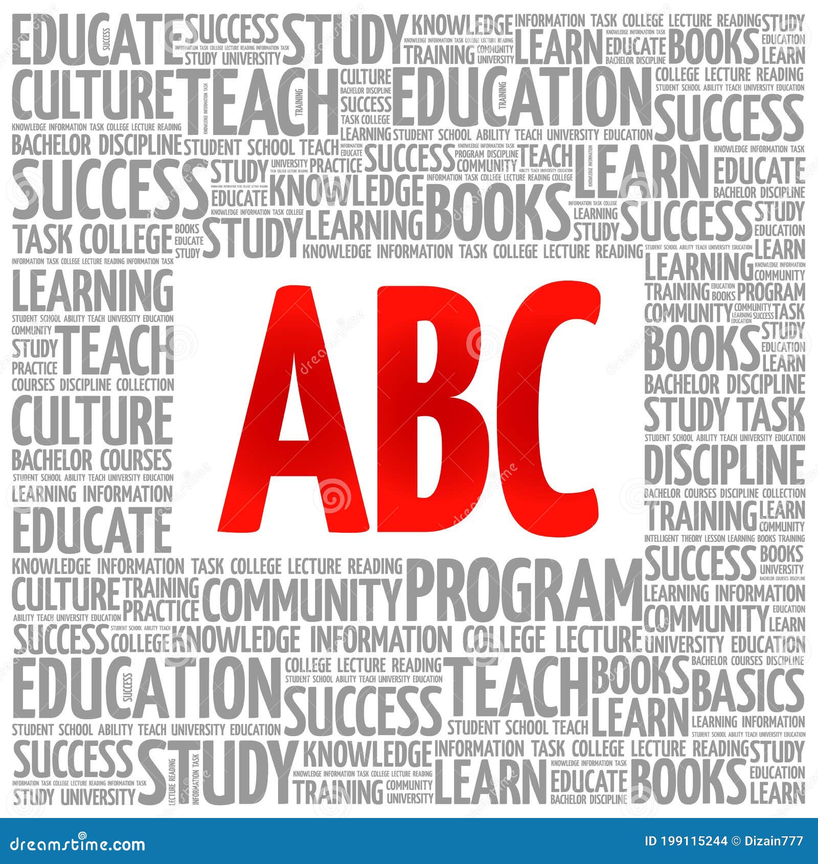 ABC word cloud collage stock illustration. Illustration of education ...