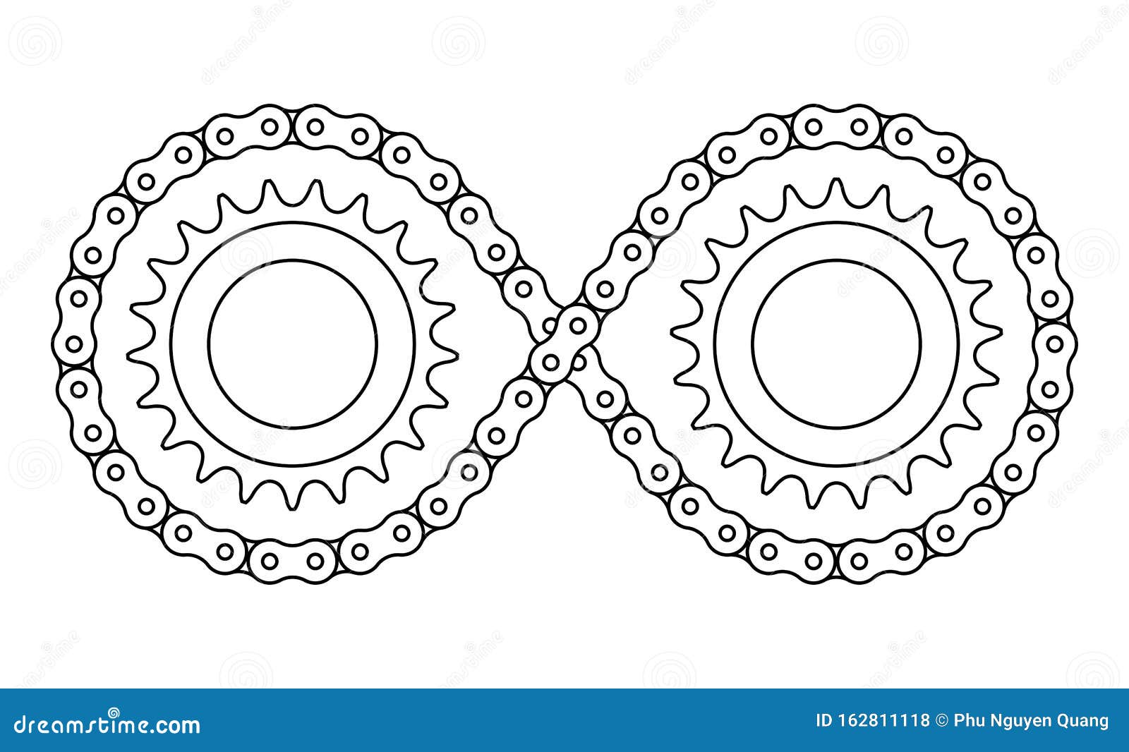 Sprocket And Chains With Infinity Symbol. Thin Line Vector ...
