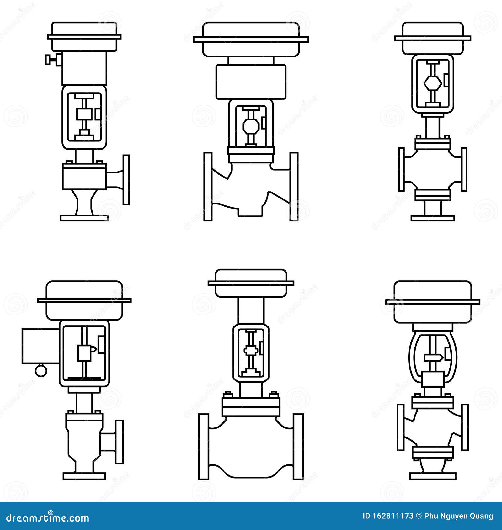Regulating Valve. Pneumatic Control Valve. Flat Icons Stock Vector ...