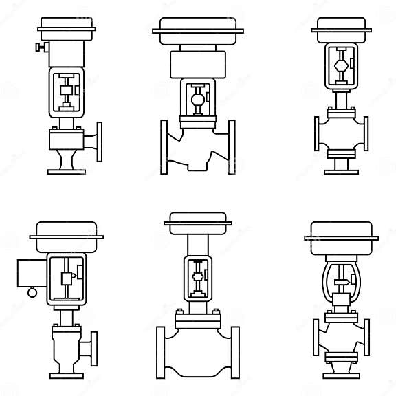 Regulating Valve. Pneumatic Control Valve. Flat Icons Stock Vector ...