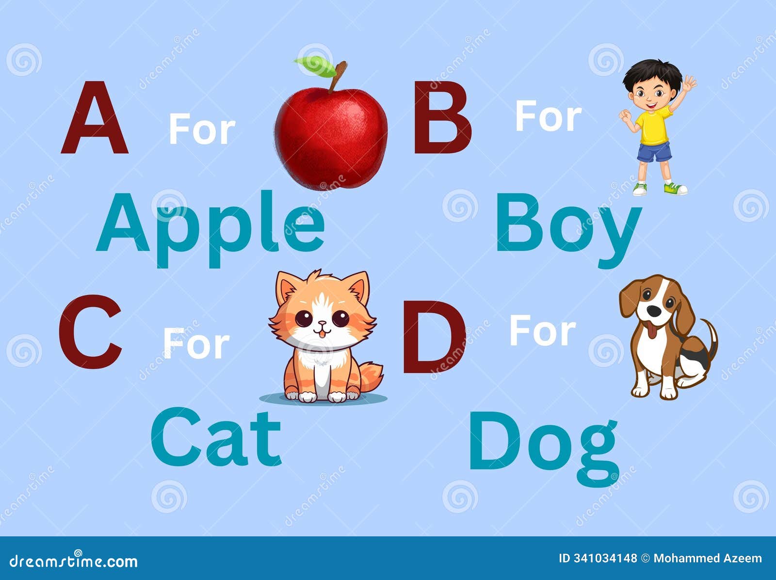 ABCD Learning Kids Book Cover Modern Design Vector Template Layout ...