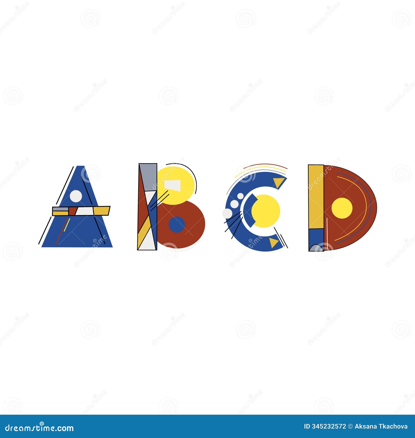 ABCD Alphabet Letters In Kandinsky Style For Your Design, Vector Image ... ABCD Alphabet Letters In Kandinsky Style For Your Design, Vector Image ...