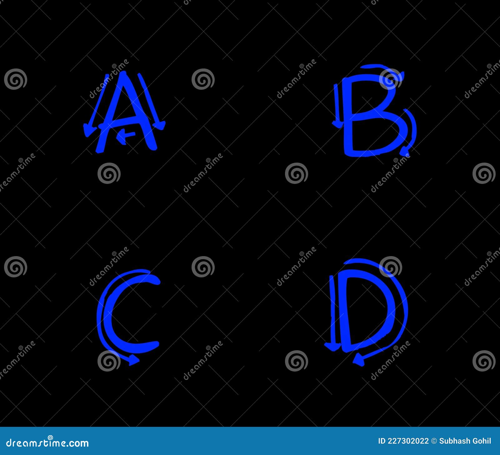 Abcd Font Blue and Black Background Stock Illustration - Illustration ...