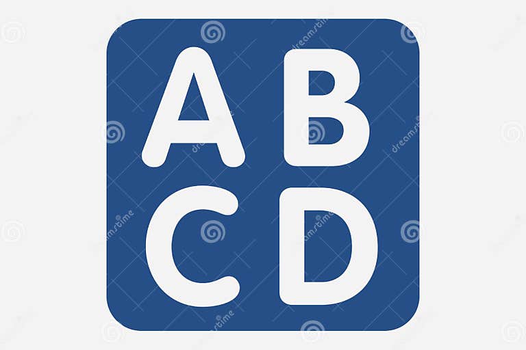 ABCD Letters Written in a Blue Cube in White. Stock Illustration ...