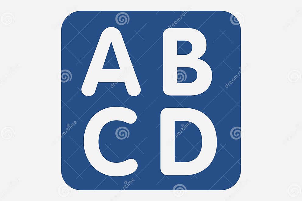 ABCD Letters Written in a Blue Cube in White. Stock Illustration ...
